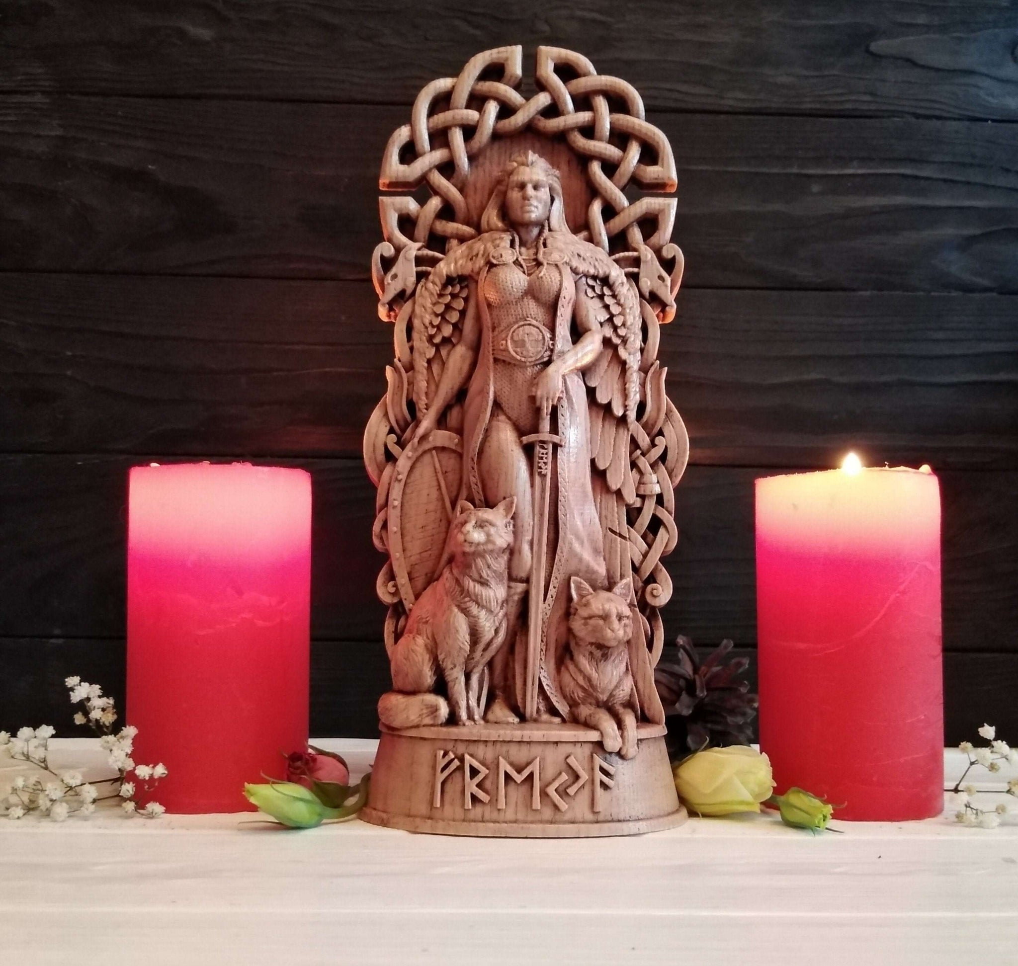 Freya, Freyja Statue, Norse Goddess Wood Carving Sculpture – Vikings of ...